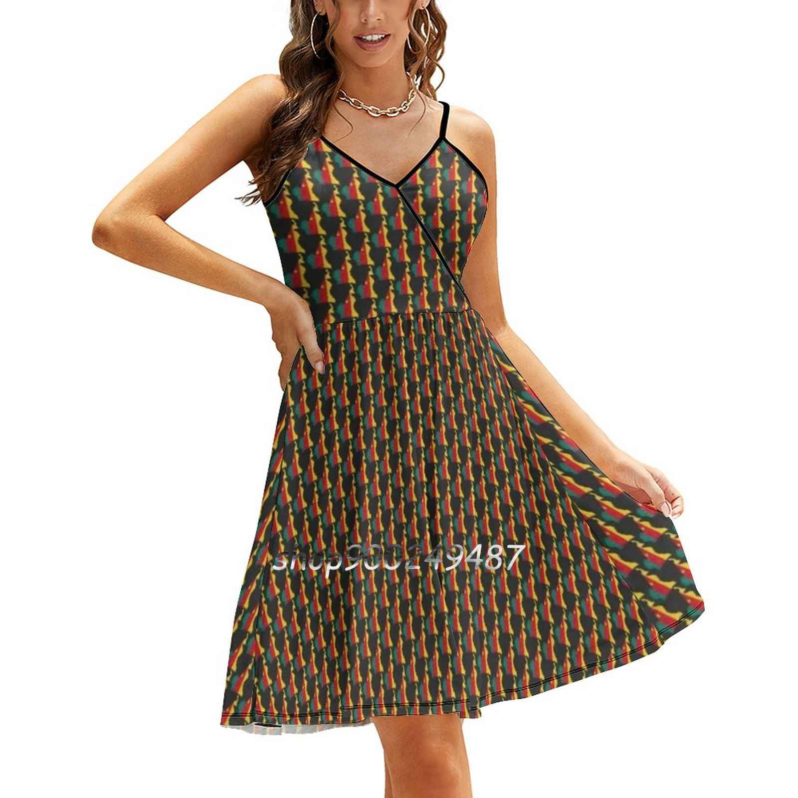 Cameroon Flag Map With Regions Sweetheart Knot Flared Dress Fashion ...