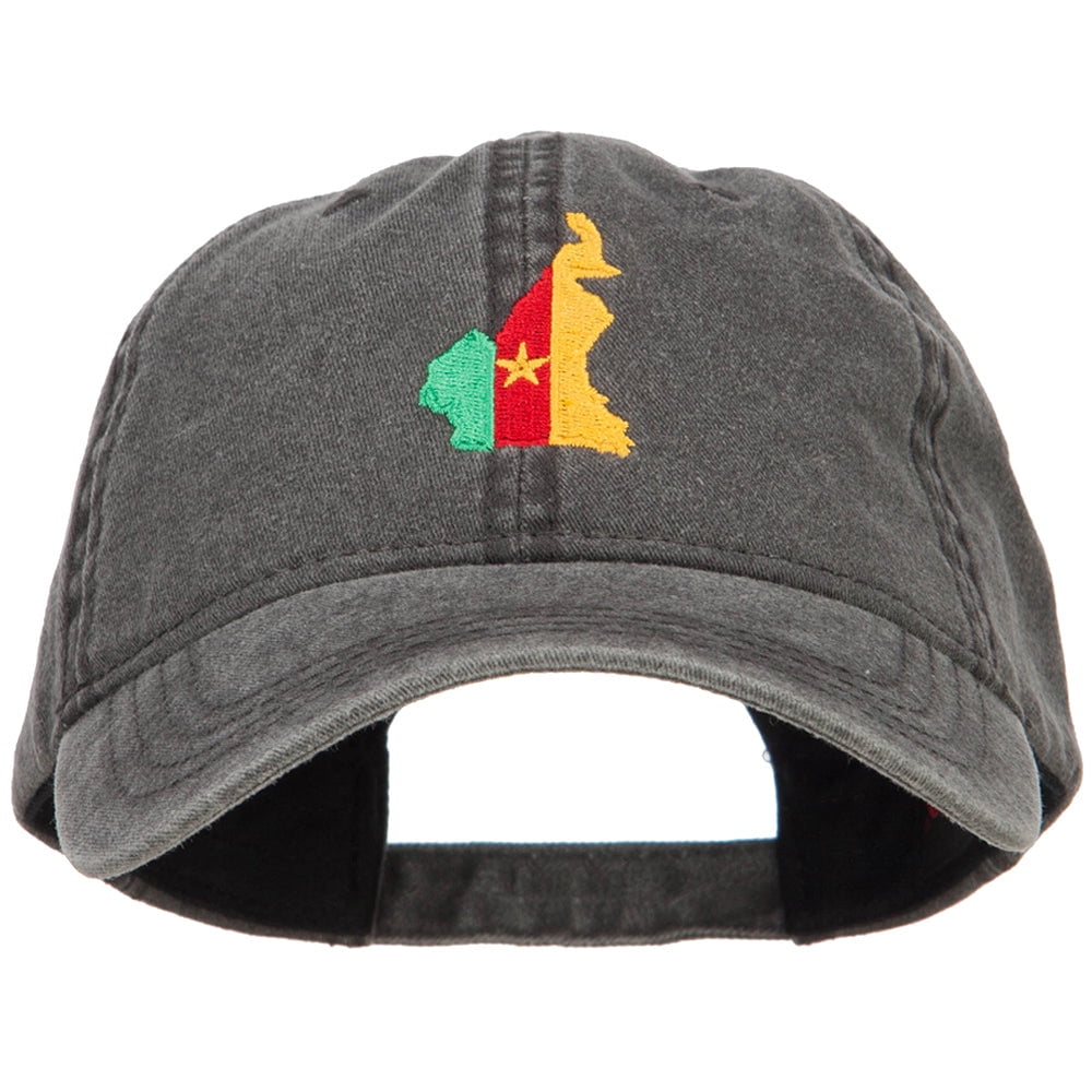Cameroon Map Flag Embroidered Washed Cap - Black OSFM - Walmart.com