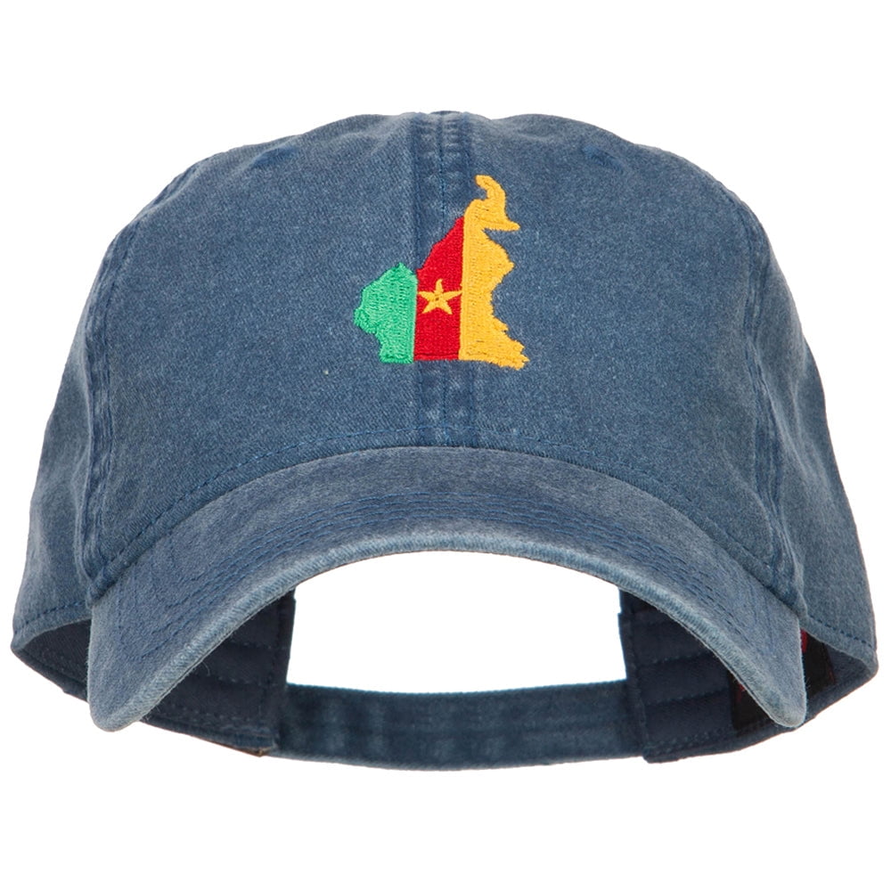 Cameroon Map Flag Embroidered Washed Cap - Navy OSFM - Walmart.com