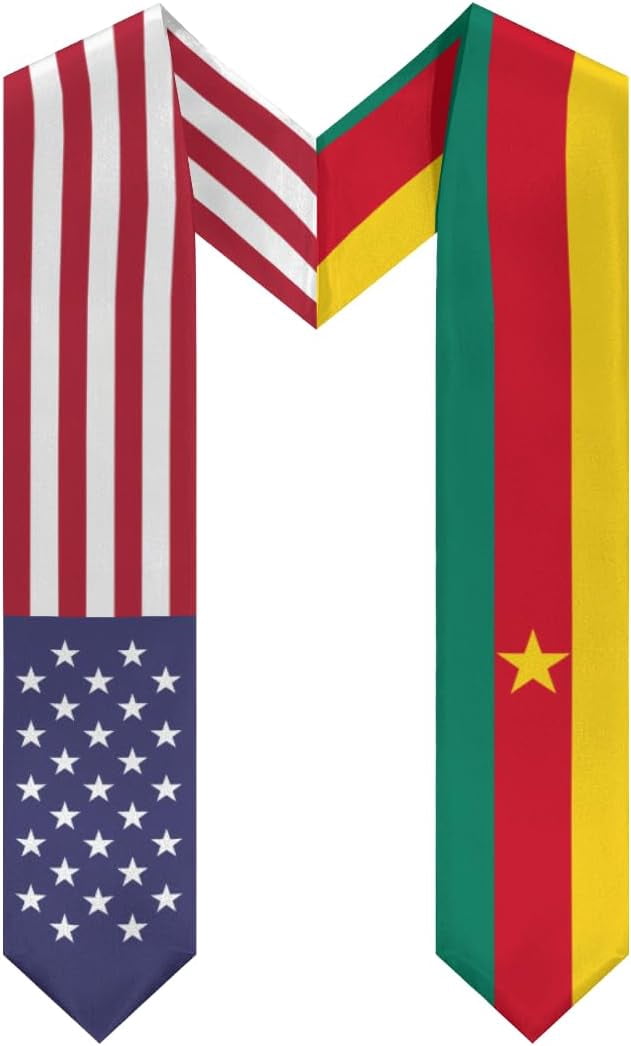 Cameroon Mix United States Flag Graduation Stole Sash For Study Aboard ...