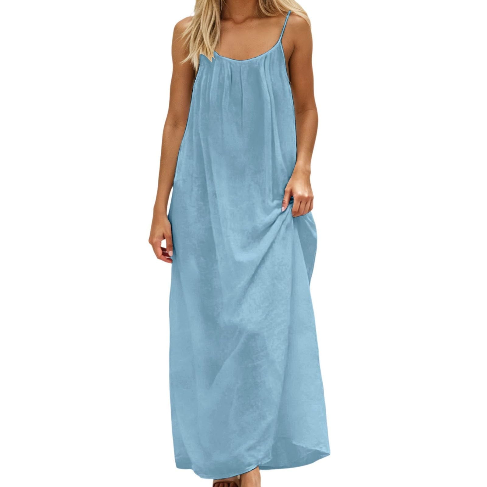 Cami Dress for Women 2026 Summer Sleeveless Spaghetti Strap Flowy Open ...