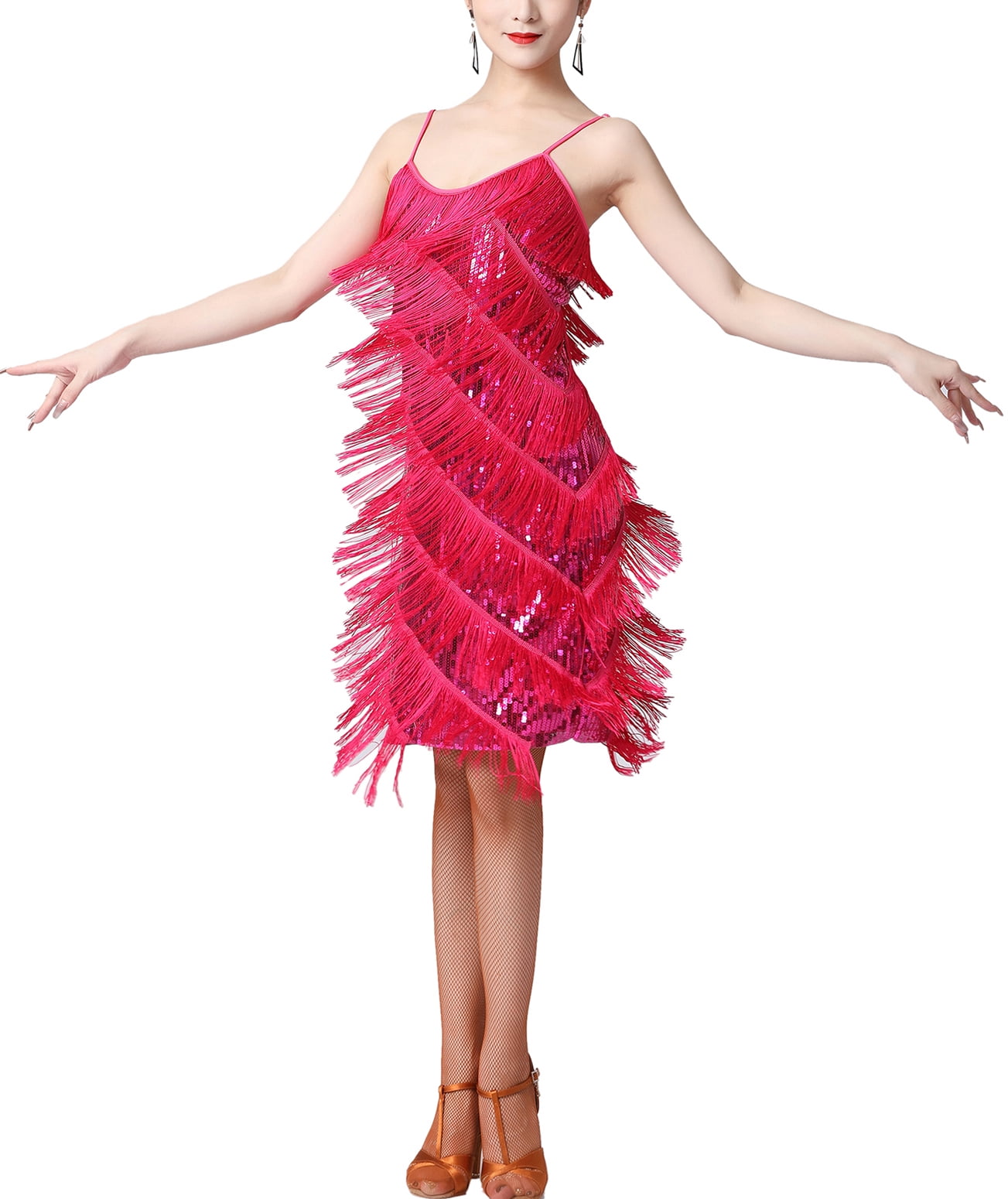 Cami Sequin Womens Fringe Flapper Era Gatsby Themed Prom Jazz Outfit ...
