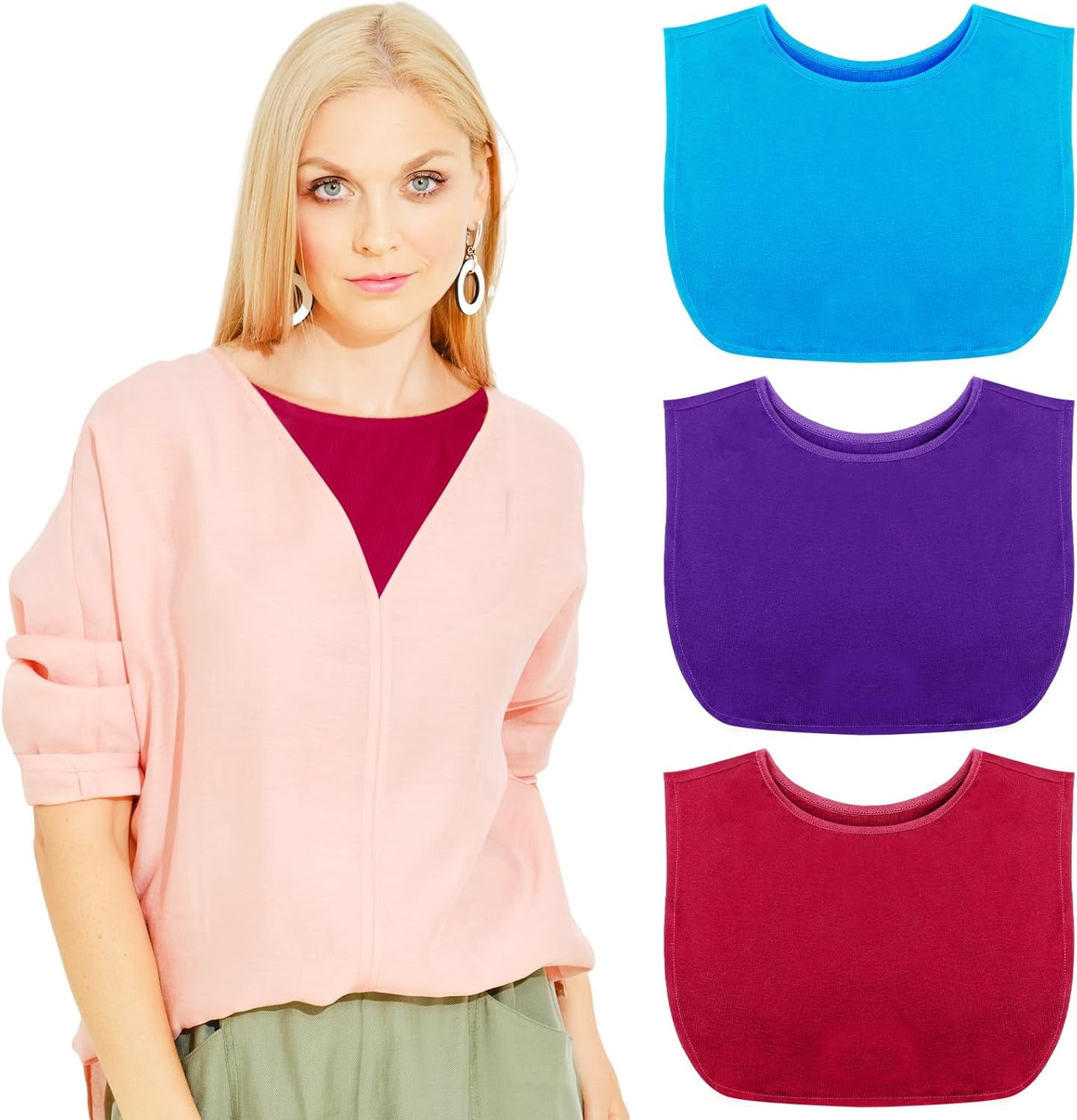 Camicover 3 Pieces Fake Collars for Women Modesty Panels Crew Collar ...