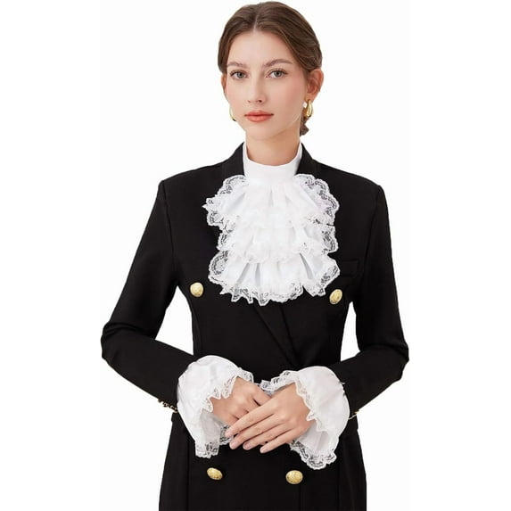 Camicover Unisex Colonial Unisex Lace Jabot Collar and Cuffs Set ...