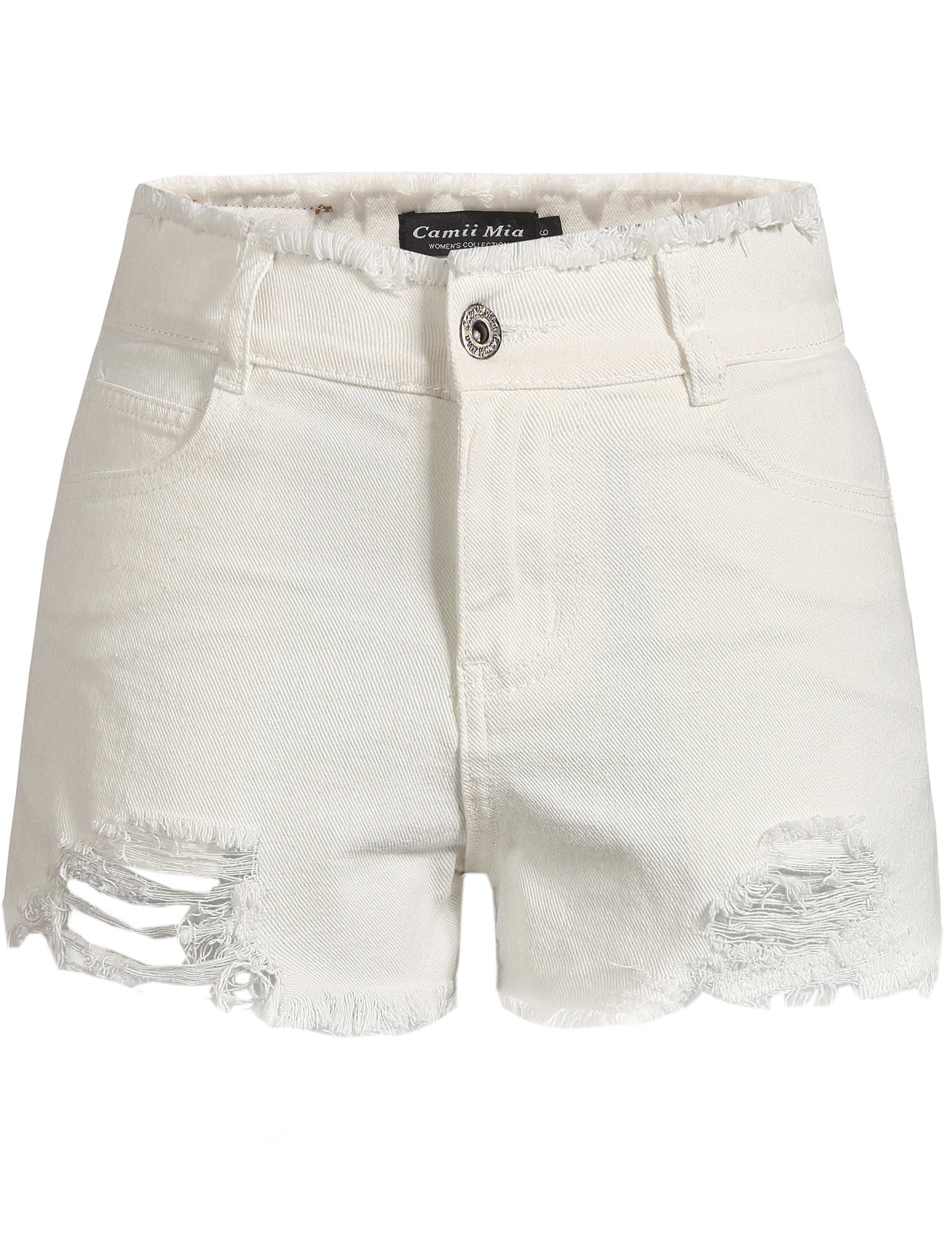 Camii Mia Womens Ripped Jeans Shorts Frayed Raw Hem Denim Shorts for ...