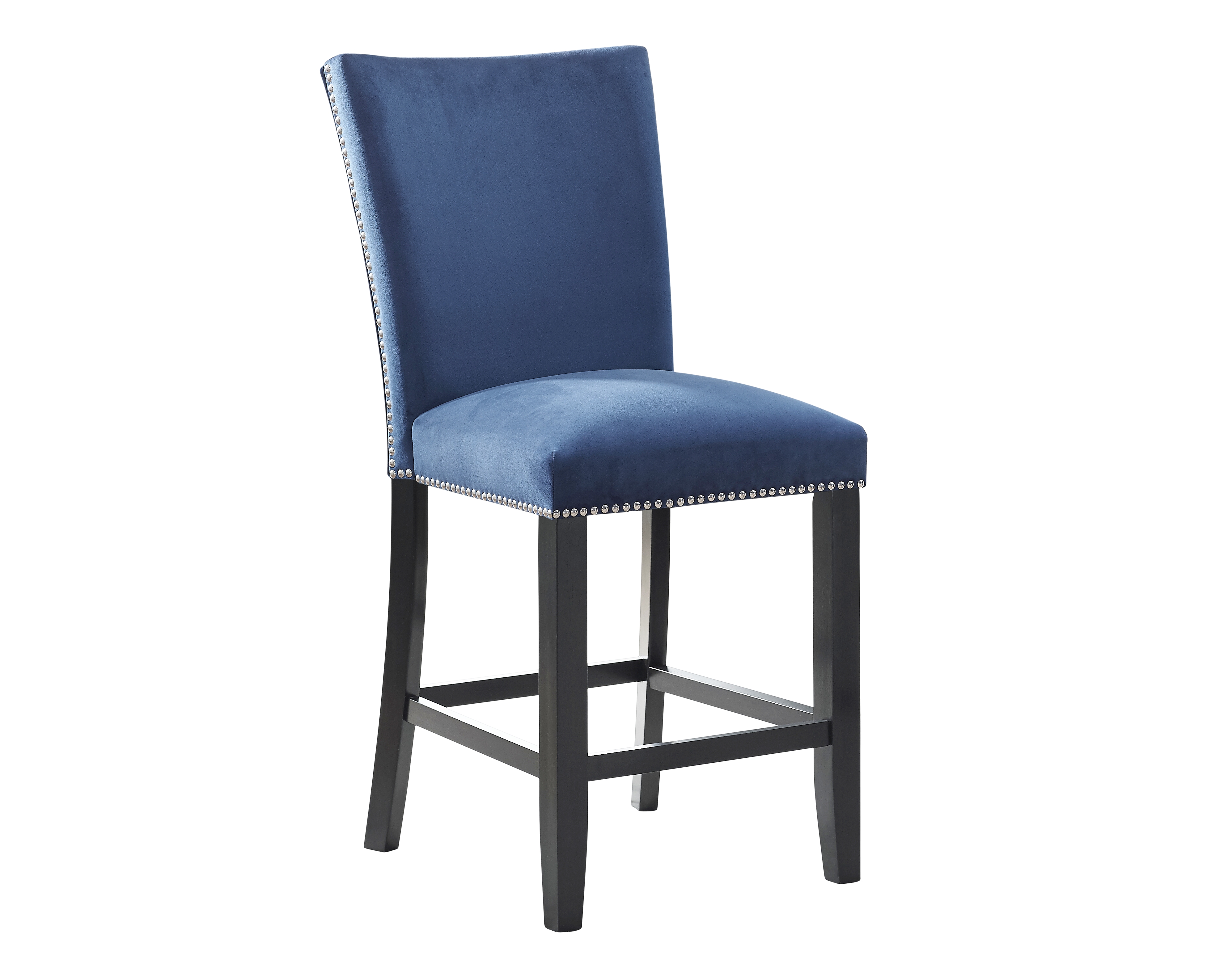 Camila Blue Velvet Counter Chairs (Set of 2) - Stylish Wood Frame ...