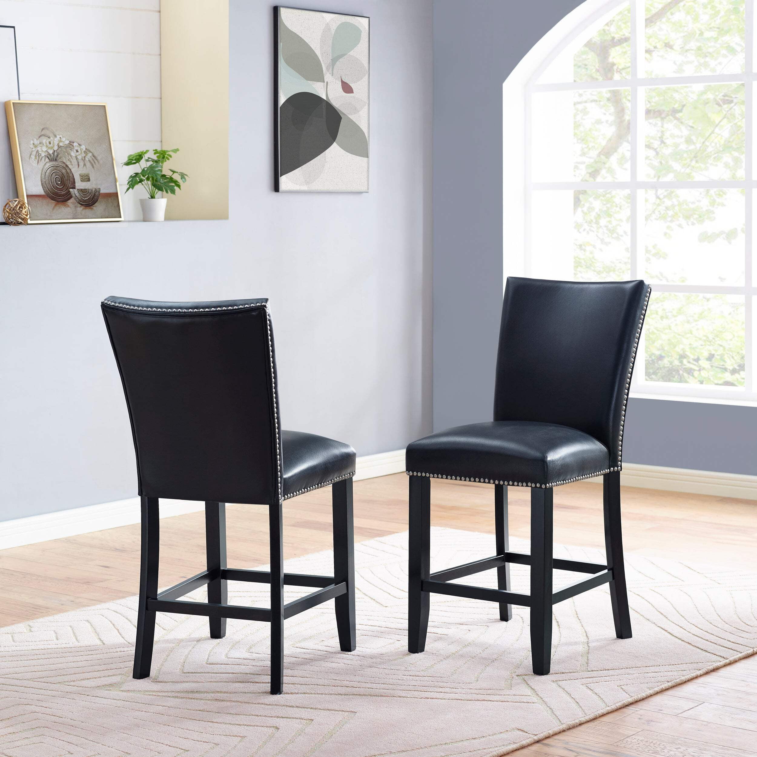 Camila Counter Chair Set Of 2 Black Black Wood - Walmart.com