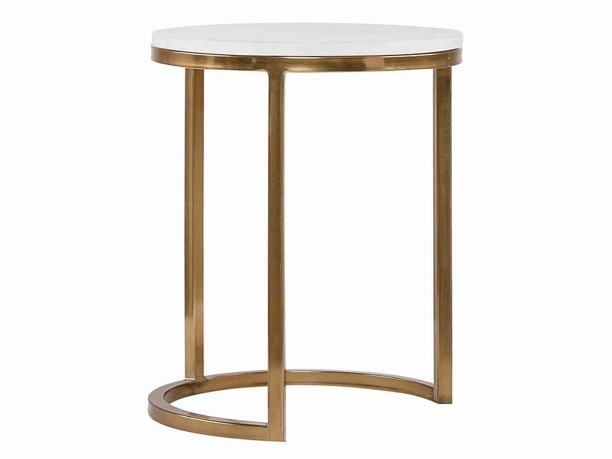 Camila Nesting Tables Set of 2, Round White and Gold Accent Tables ...