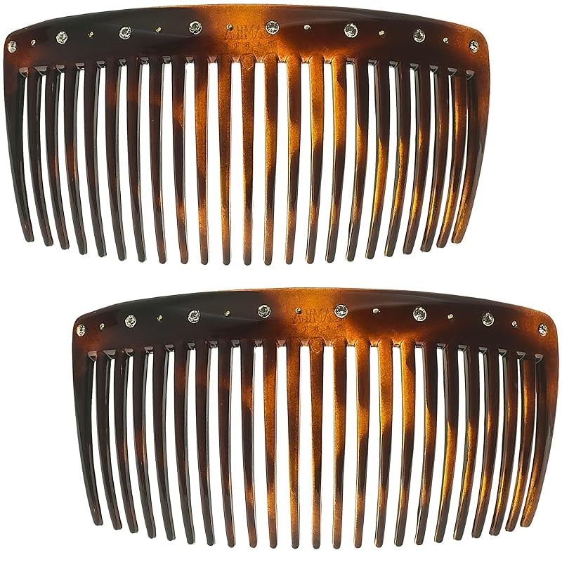 Camila Paris AD66/2 French Side Comb Large Curved Tortoiseshell Hair Combs for Women Fine Hair ...