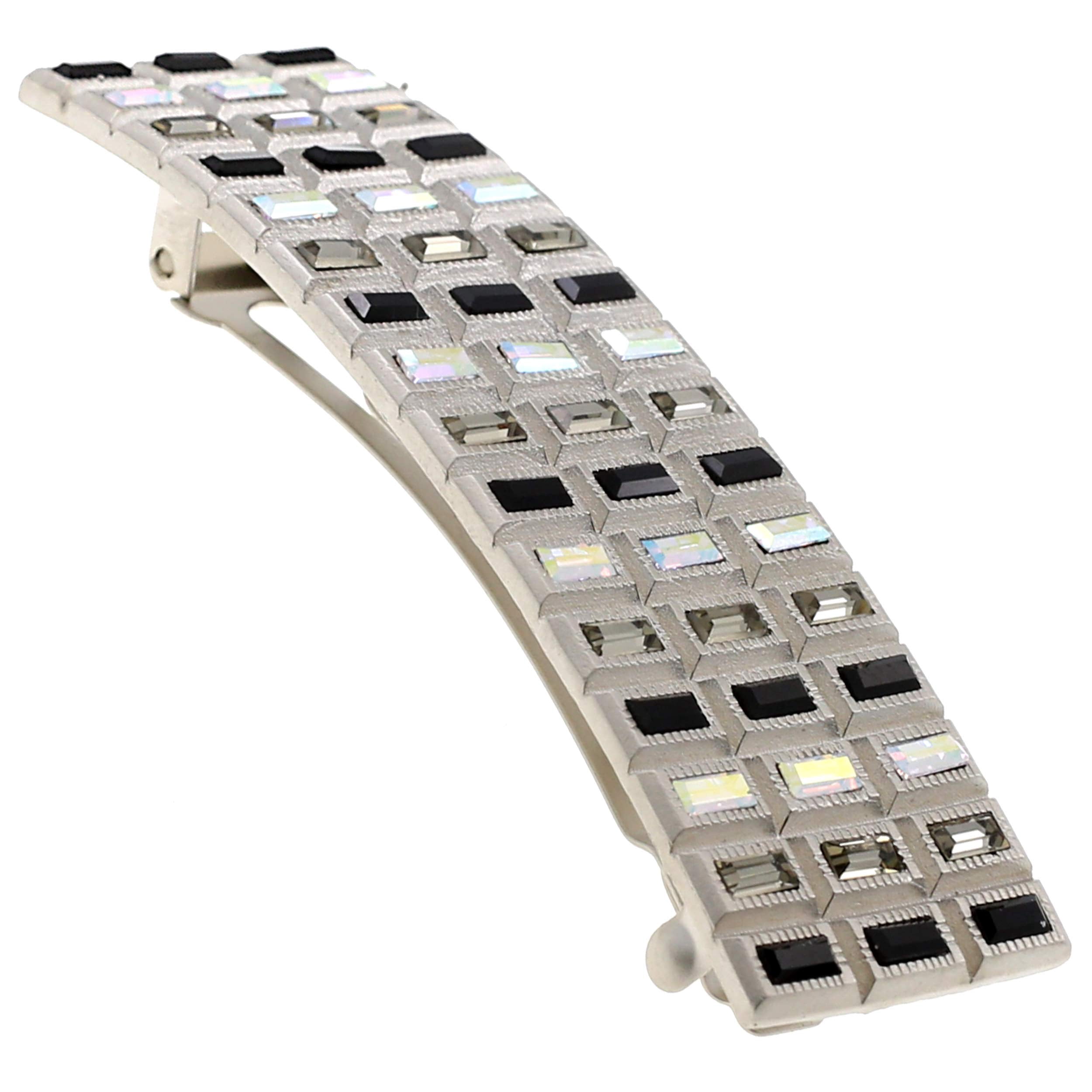 Camila Paris GA253 3 Inch Rectangular Hair Barrette Clip Metal Silver ...