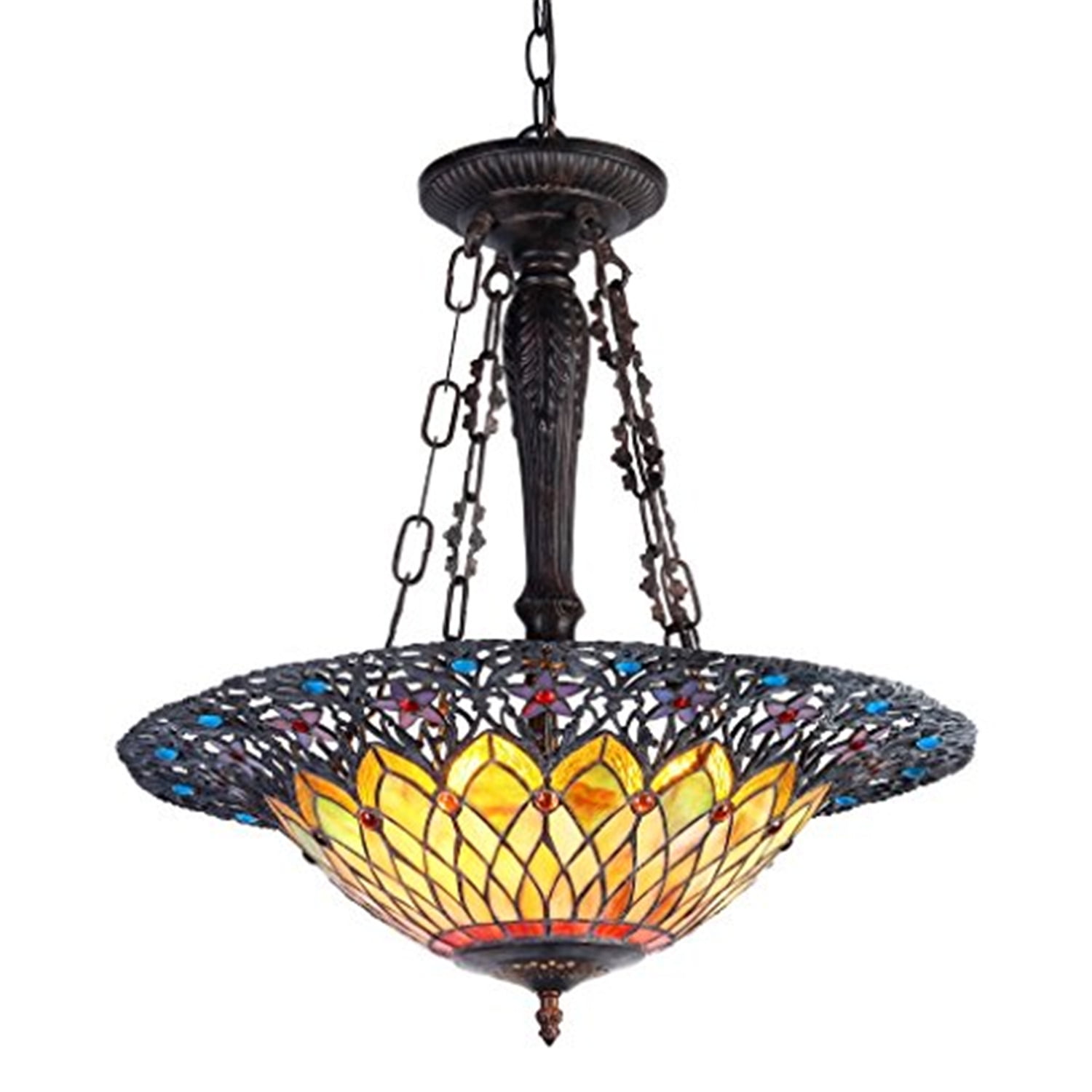 CHLOE Lighting CAMILA Tiffany-style 3 Light Inverted Ceiling Pendant 22 ...