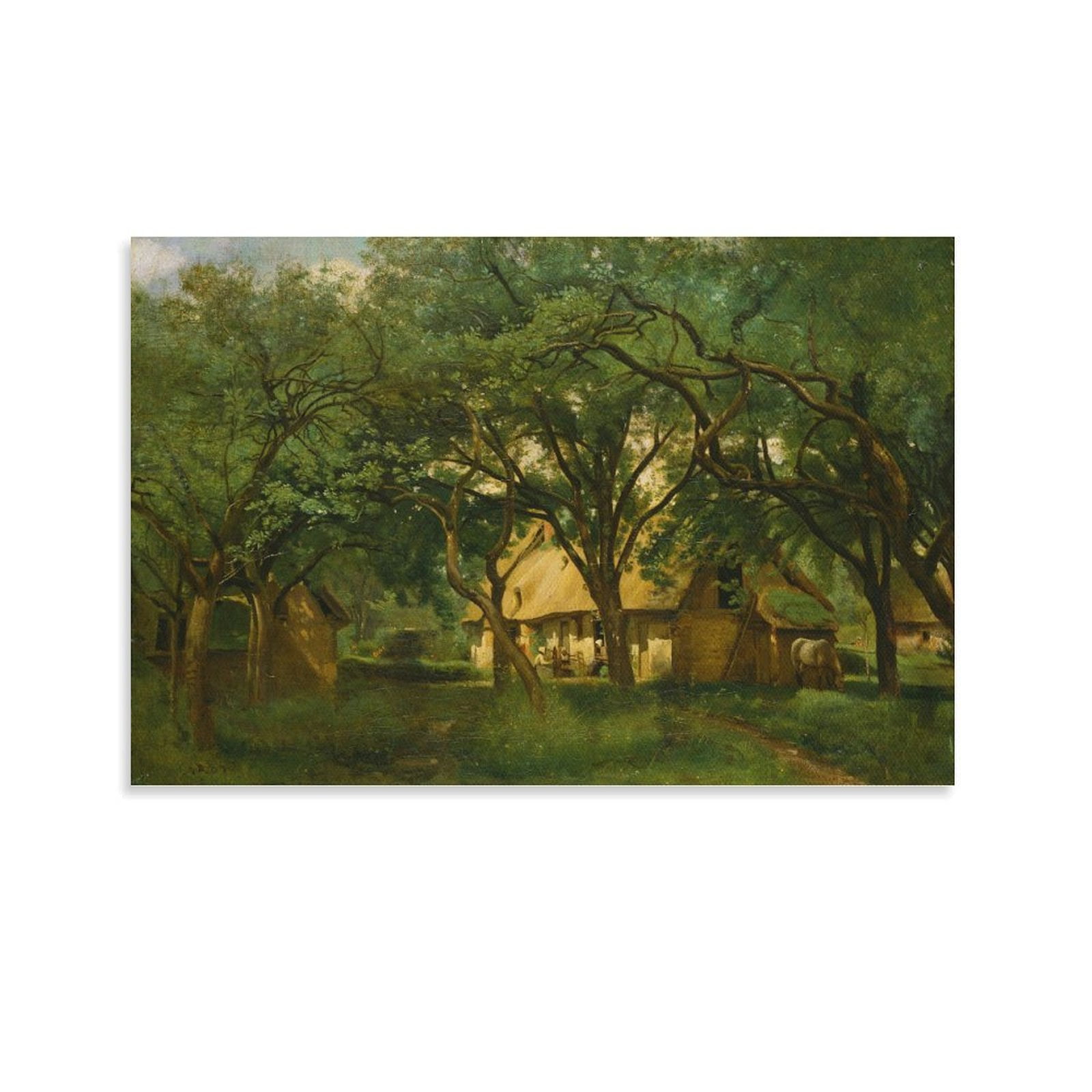 Camille Corot's Painting Poster of The Farmhouse in Honfleur Print ...