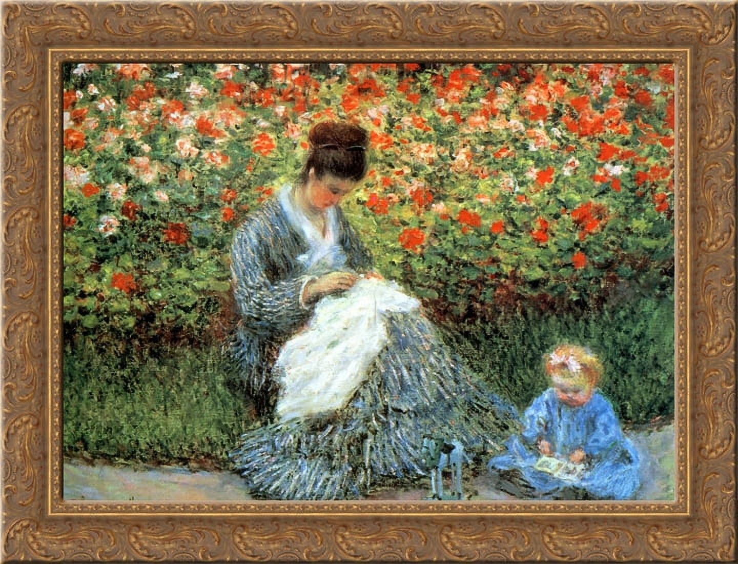Camille Monet and a Child in the Artist╞s Garden in Argenteuil 24x20 ...