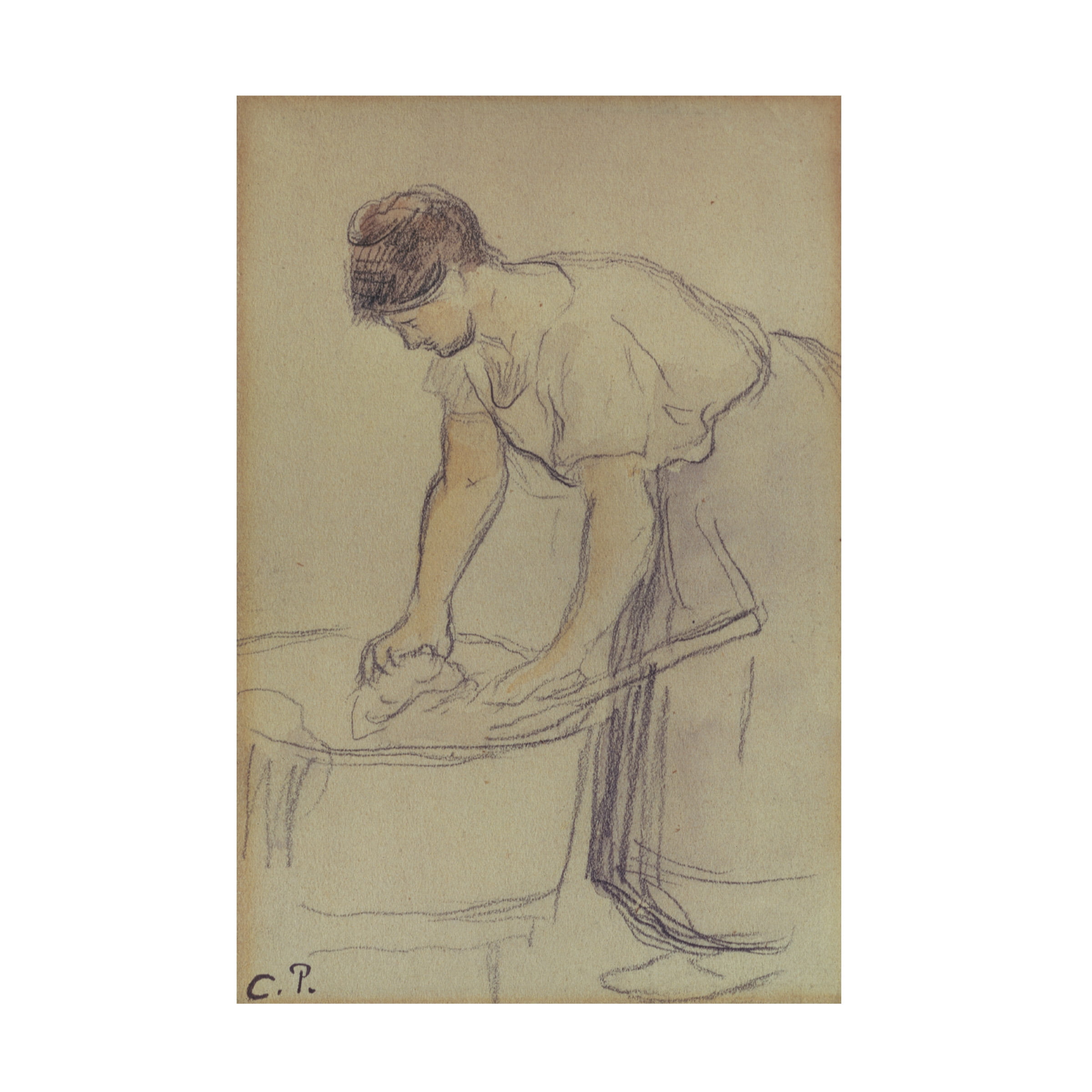 Camille Pissarro 'Woman Washing Laundry' Canvas Art - Walmart.com
