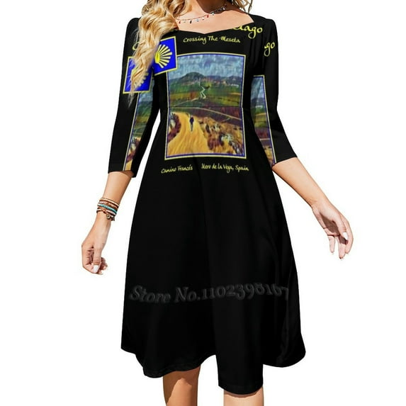 Camino Francés-The Meseta Square Neck Dress New Plus Size Elegant Women ...