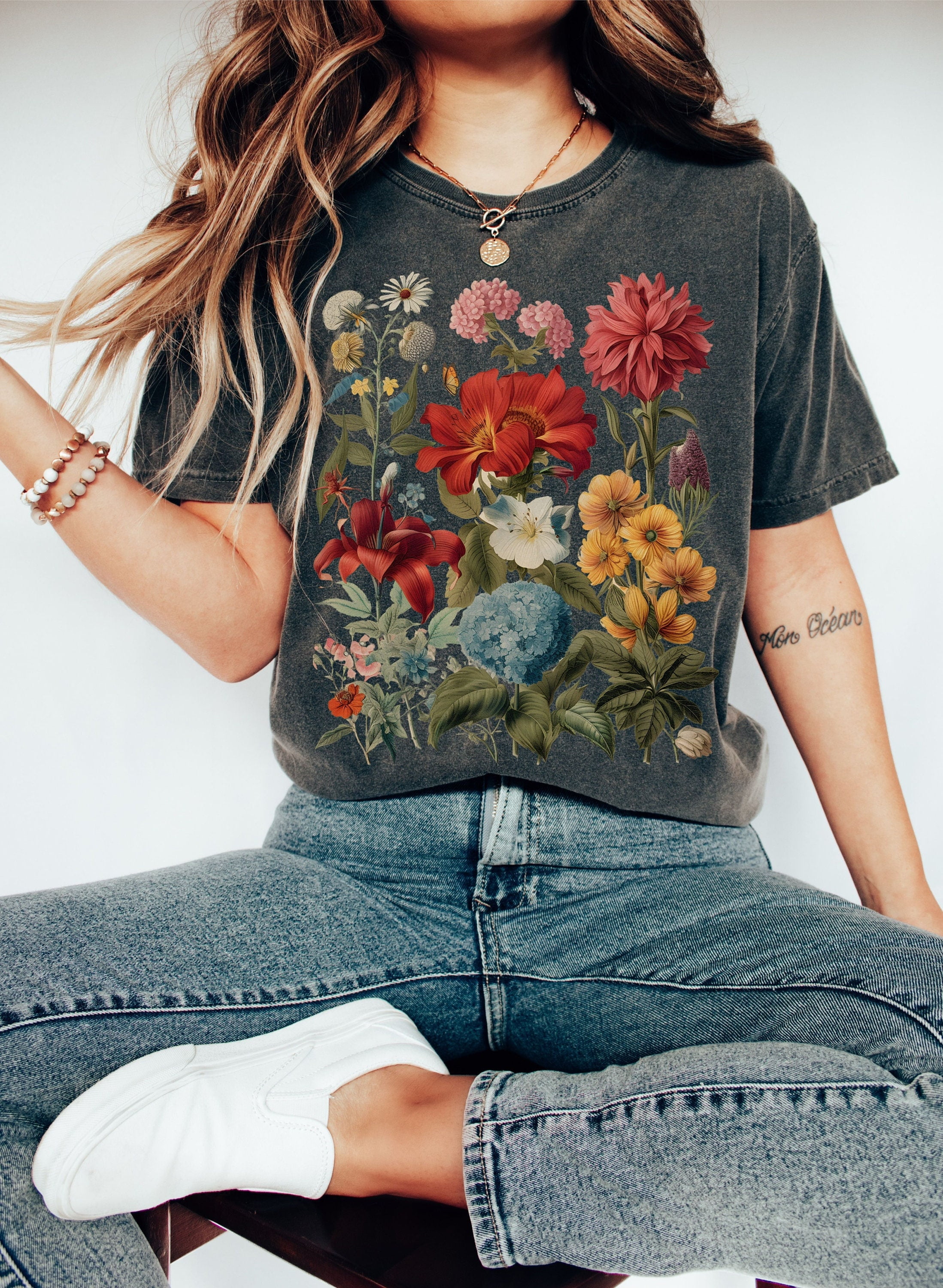 Camisa Boho Wildflowers Cottagecore Regalo para ella Camisa Camisa ...