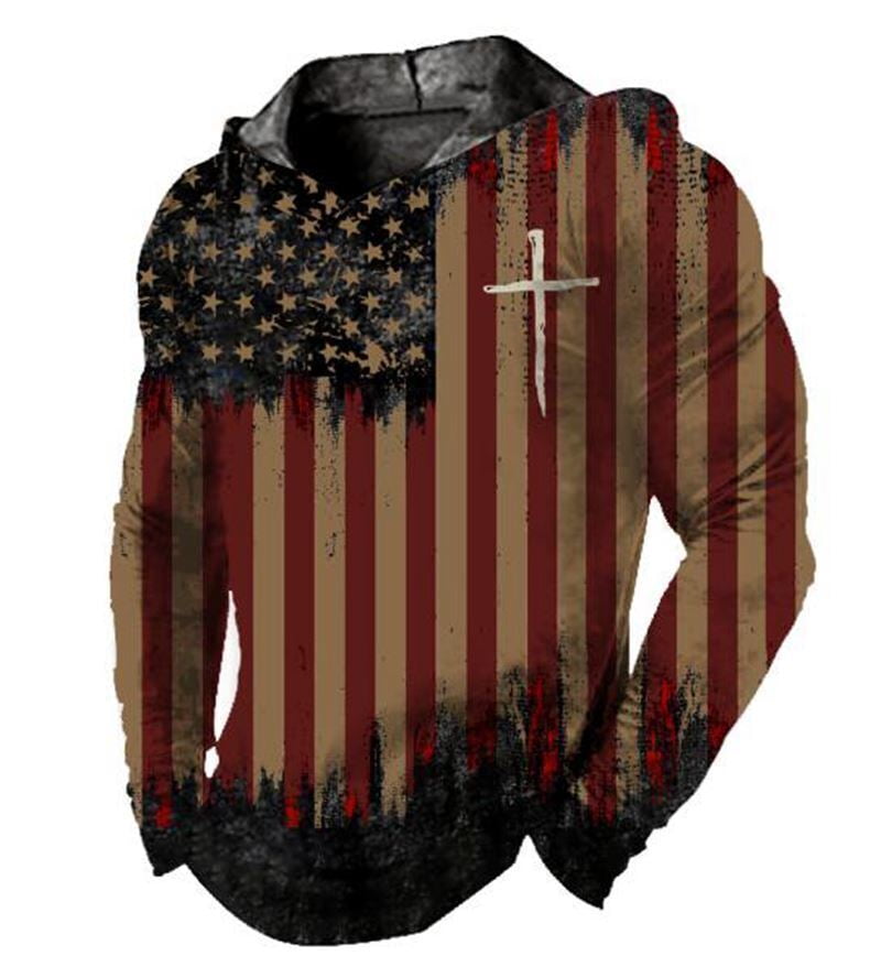 Camiseta Capucha Hombres Gráfico Cruzado Bandera Americana Camiseta ...