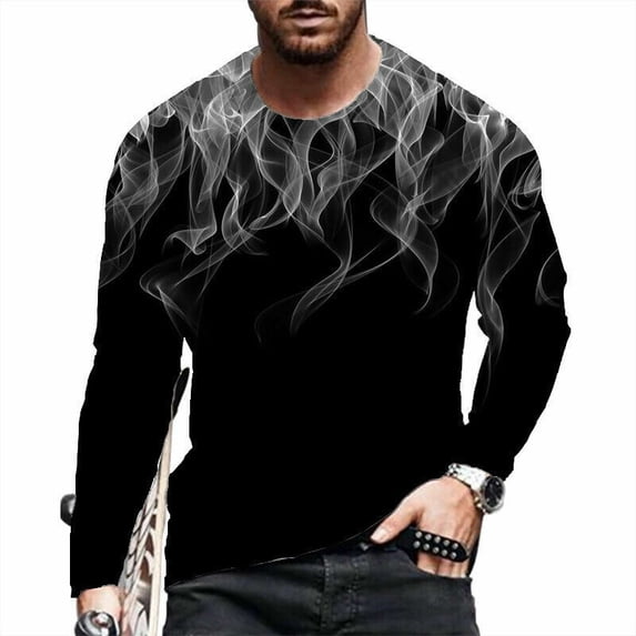 Camiseta Hombre Antiguo Blanco Humo Negro Manga Larga Moda Ropa De ...