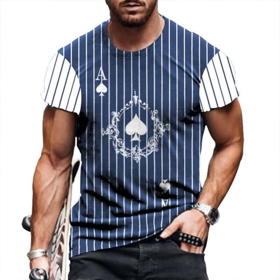 Camiseta Hombre As De Picas Poker Raya Blanca Azul Camisetas Suaves ...