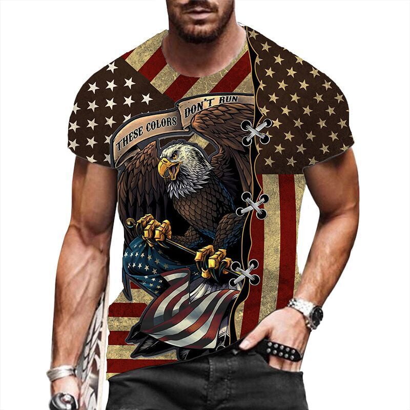Camiseta Hombre Manga Corta Bandera Estadounidense Águila Moda ...