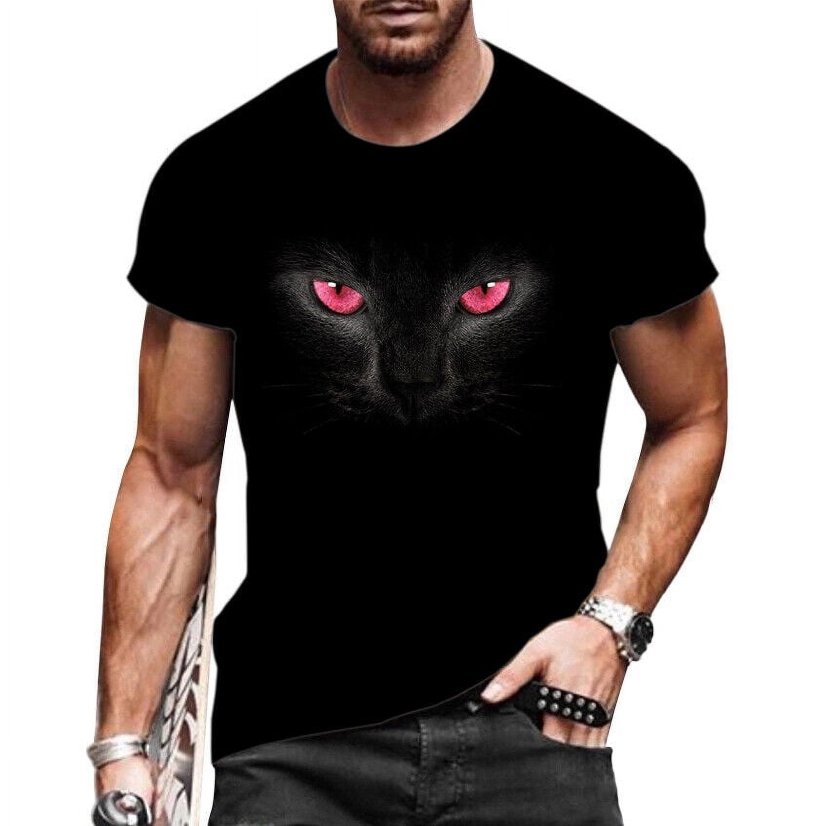 Camiseta Hombre Moda Manga Corta Panther Gaze Red Eyes Streetwear Negro ...