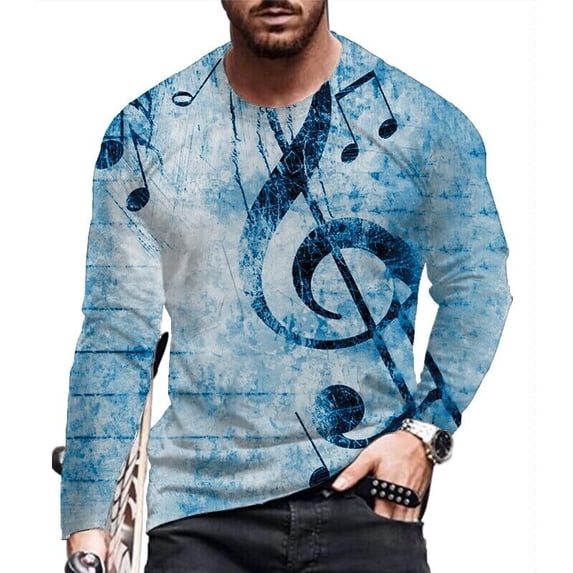Camiseta Hombre Musical Nota Música Treble Clave Antiguo Manga Larga ...