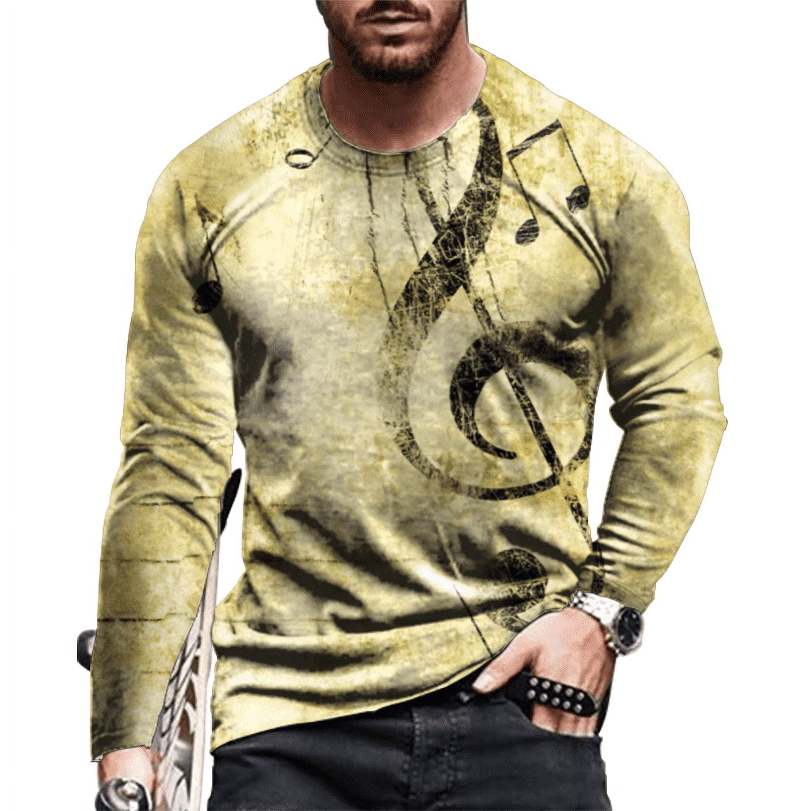 Camiseta Hombre Nota musical Música Clave Sol Casual Manga Larga ...