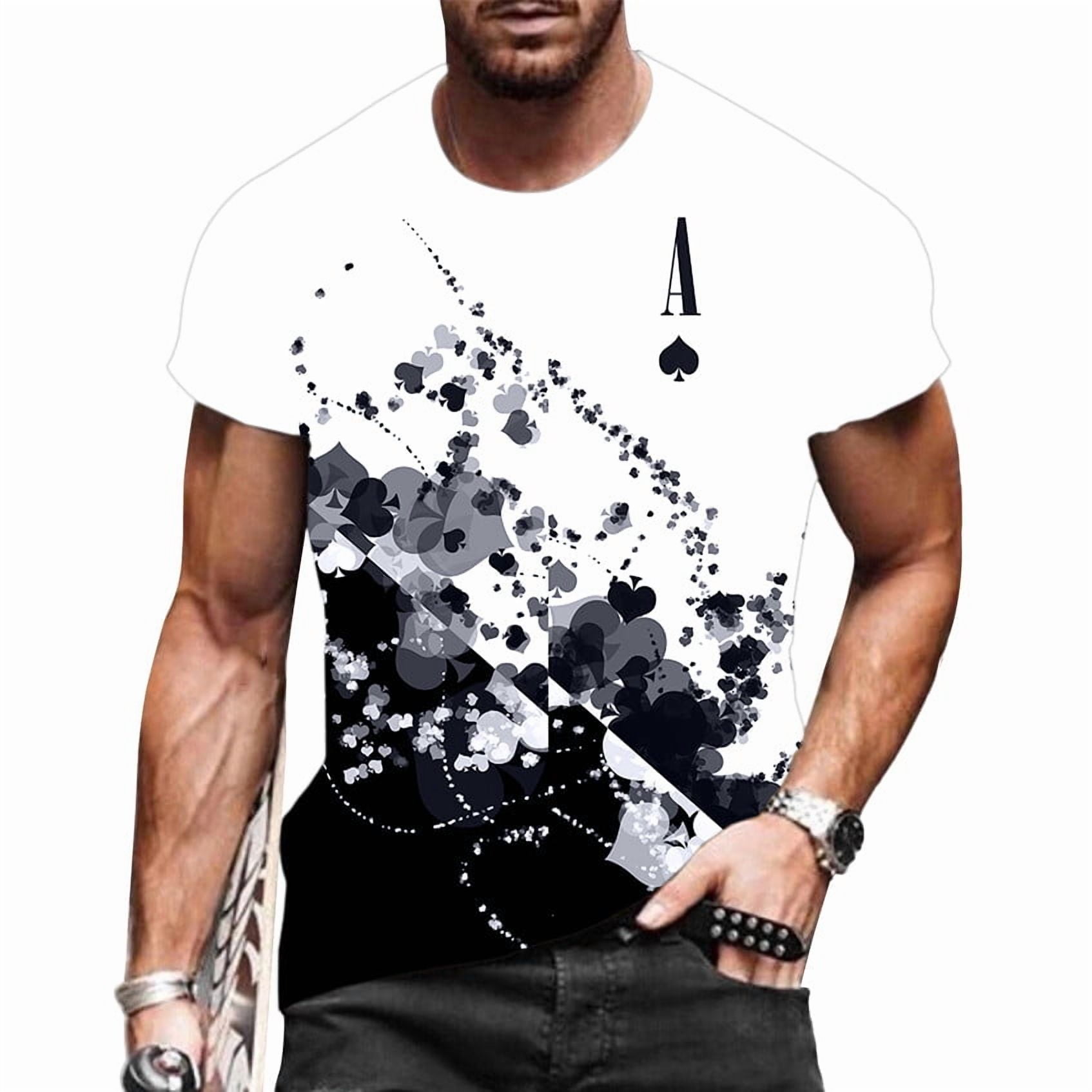 Camiseta Hombres Moda Blanco As De Picas De Póquer Estampado Manga ...