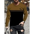 Camiseta Hombres Moda Negro Marrón Color Bloque Manga Larga Ropa Calle ...
