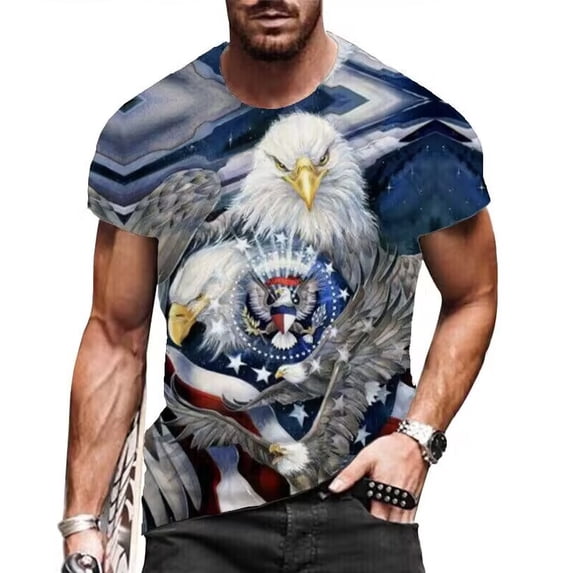 Camiseta Hombres Águila Moda Estampado Gráfico Manga Corta Camiseta ...