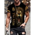 Camiseta Novedad Moda Oro Rey León Patrón Casual Manga Corta Camiseta ...