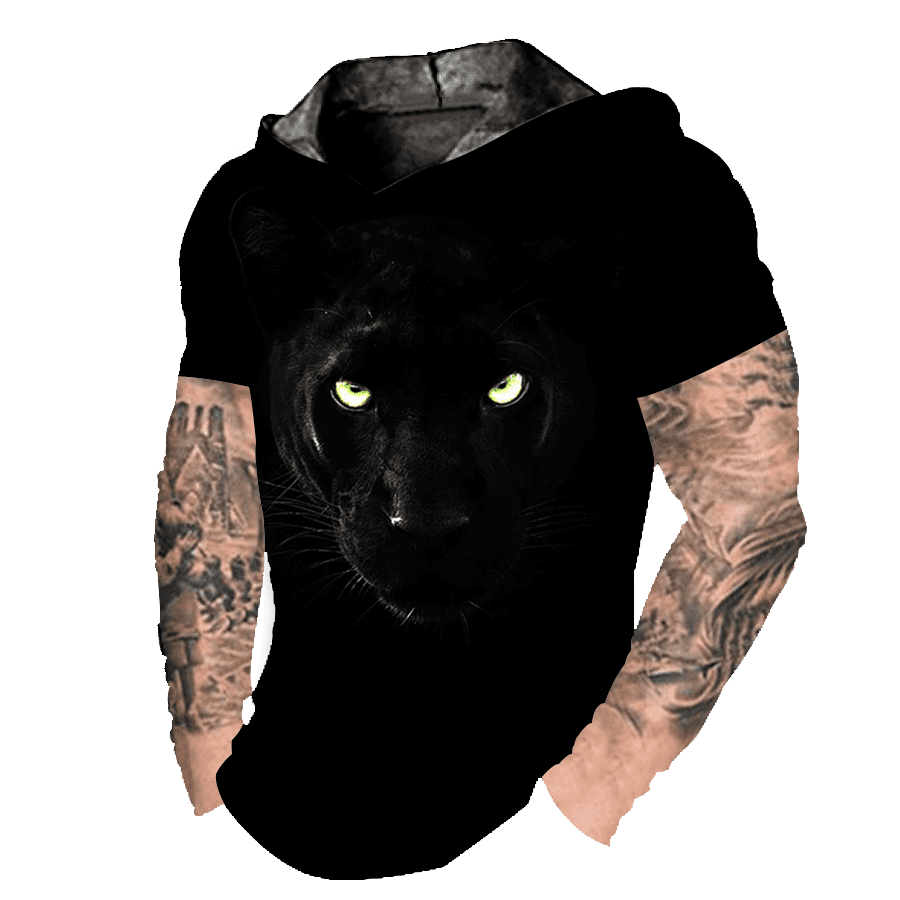 Camiseta con capucha Hombre Sudadera Pantera Negra Mirada Manga Corta ...