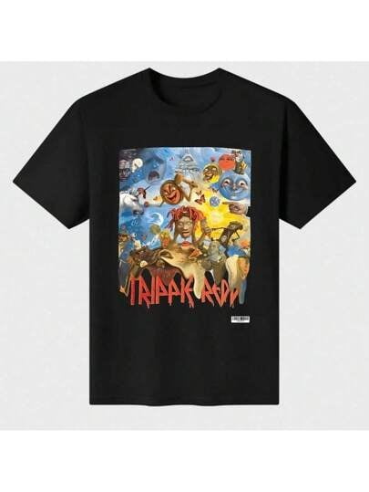 Camiseta de algodón puro y grueso con impresión digital gráfica casual de "La vida es un viaje ...