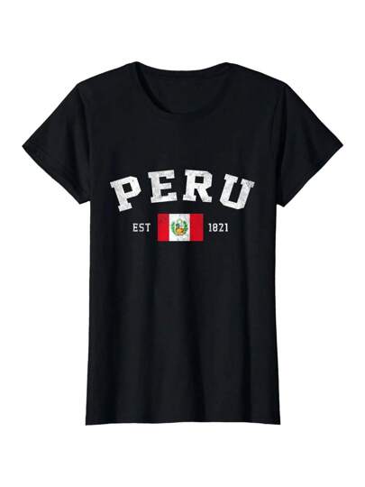 Camiseta de cuello redondo para mujer con el diseño de la bandera talla ...