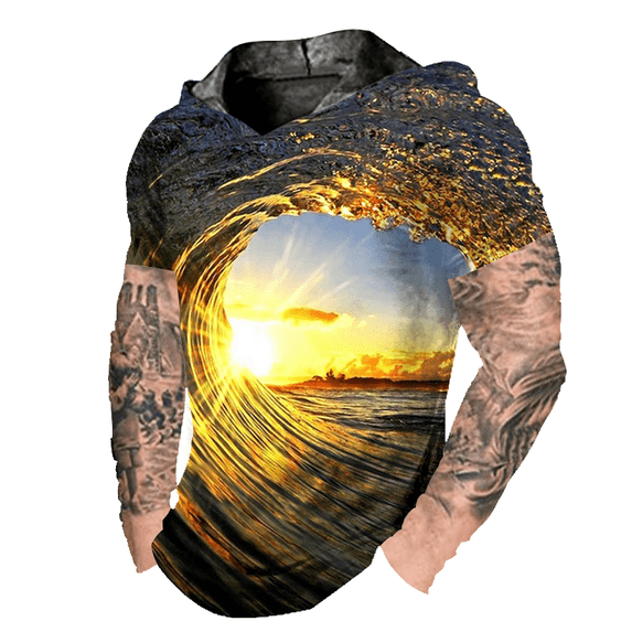 Camiseta de manga corta para hombre Sudadera con capucha Amarillo Big ...