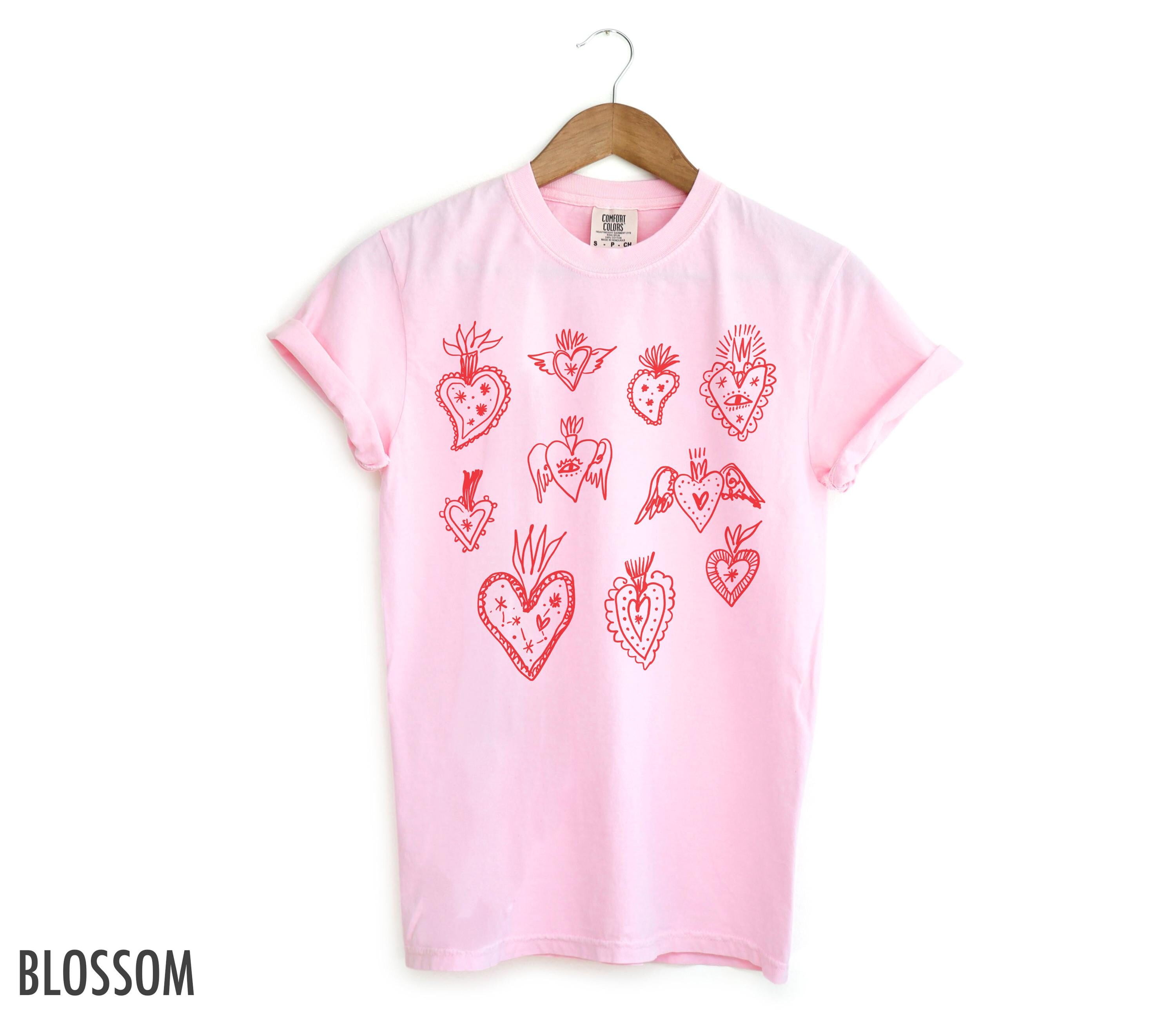 Camiseta del Sagrado Corazón, Camiseta de Chica Gótica, Corazón Llameante, San Valentín Gó ...