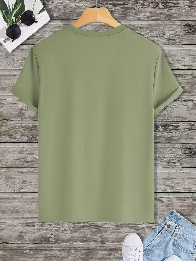 Camiseta hombre verde claro cruz cristiana camiseta manga corta lisa a ...