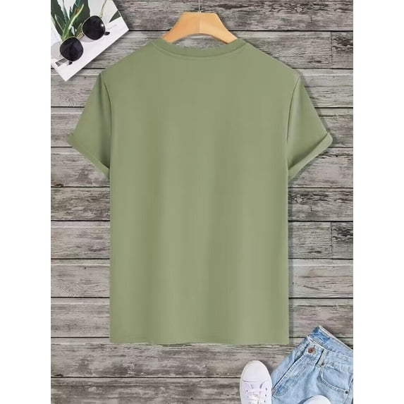Camiseta hombre verde claro cruz cristiana camiseta manga corta lisa a ...