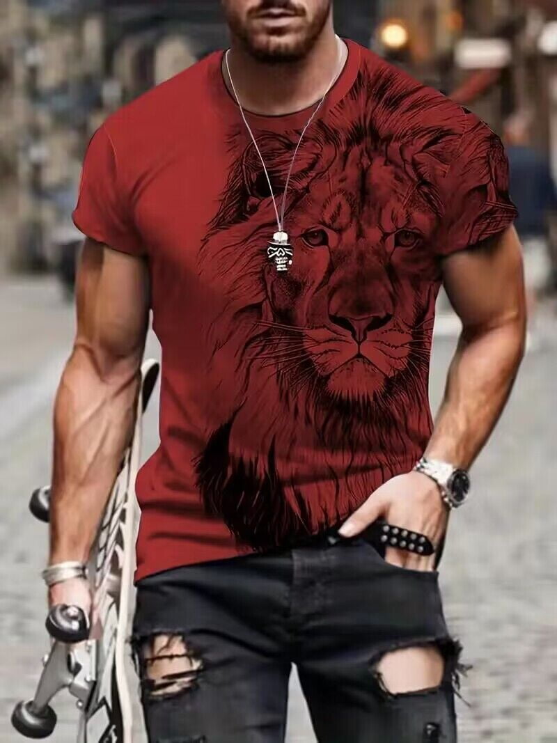 Camisetas Art Lion con estampado gráfico 3D moda manga corta ligeras y ...
