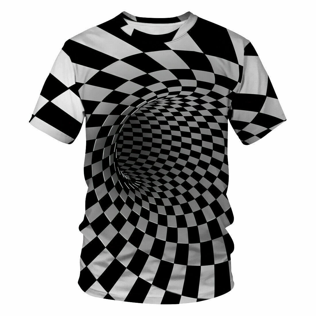 Camisetas Hombres 3D Fresco Negro Blanco Optical Illusion Manga Corta ...