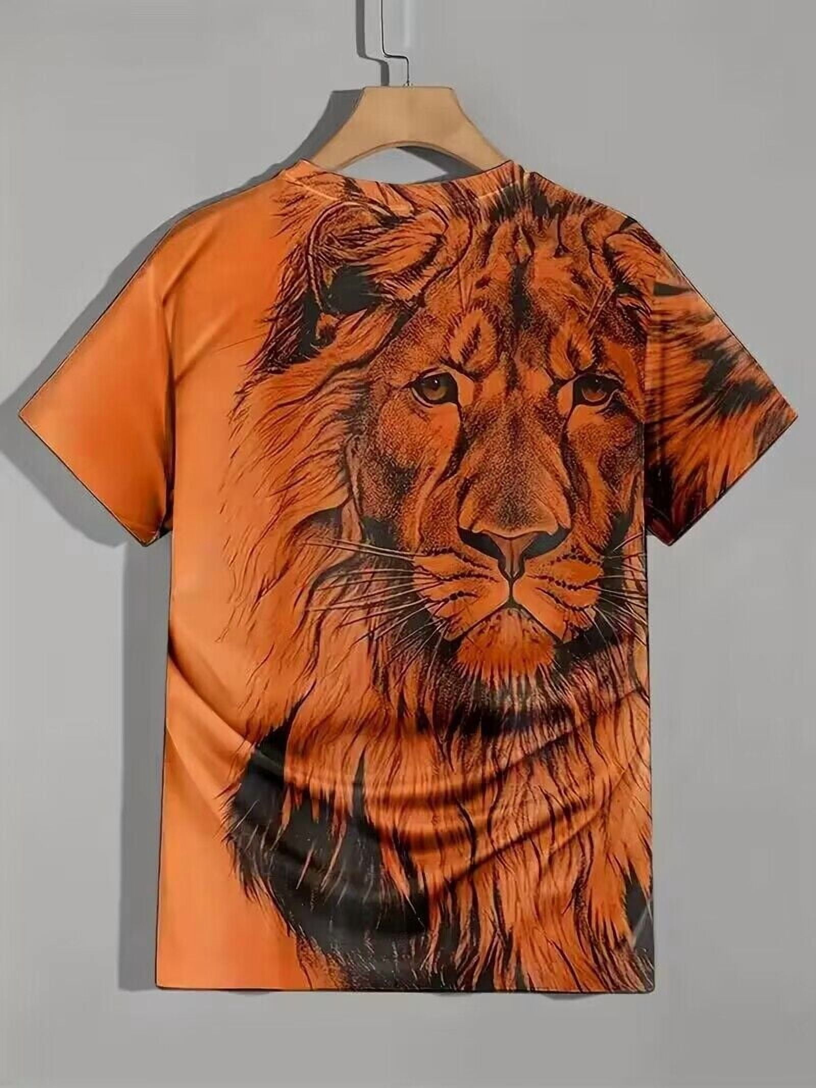Camisetas estampado león digital naranja gráfico moda manga corta ...