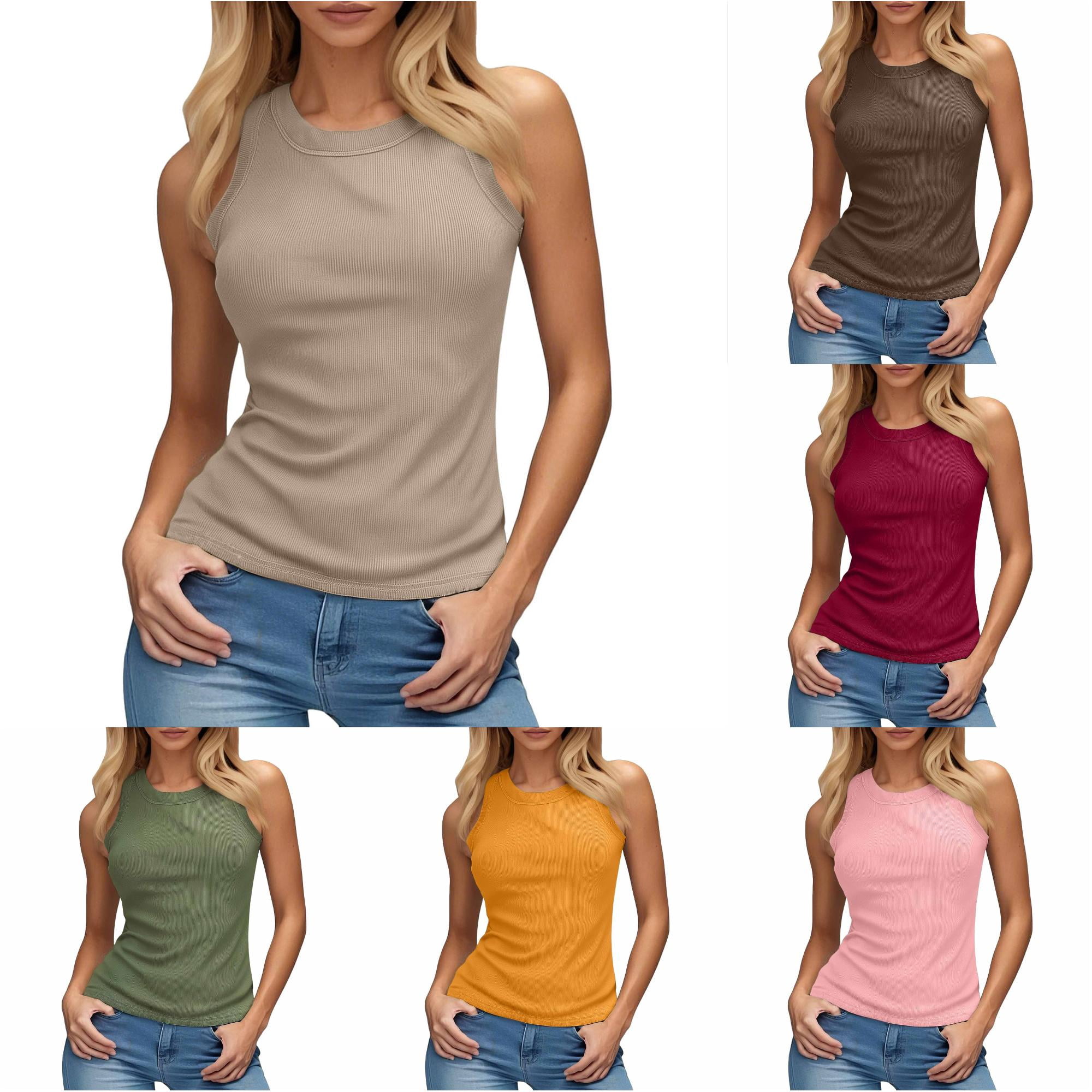 Camisole Tops for Women Shelf Bra Camisoles Tank Tops Basic Layer 20s ...