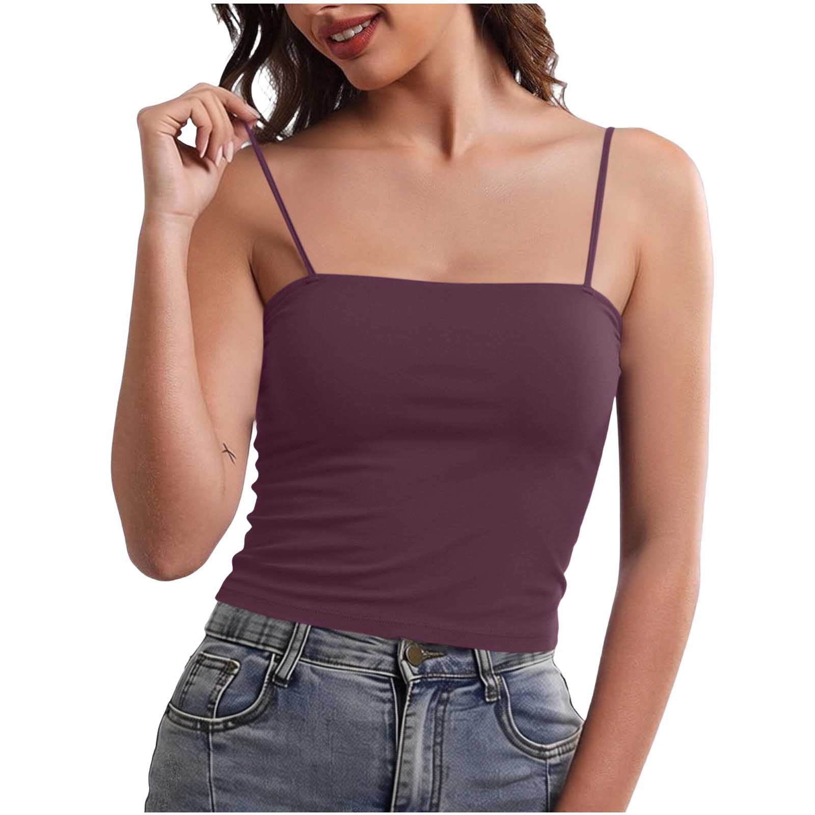 Camisole Tops for Women Spaghetti Straps Sleeveless Basic Tees Tops ...