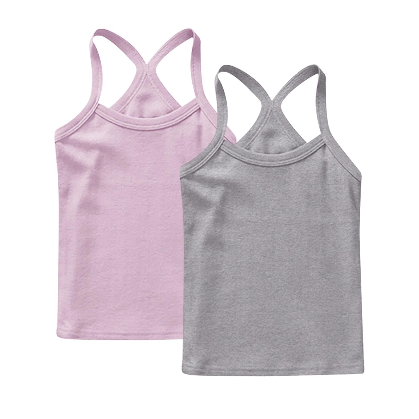 Camisoles for Girls on Sales 2-pack Girls Tank Tops Kids Solid Round ...