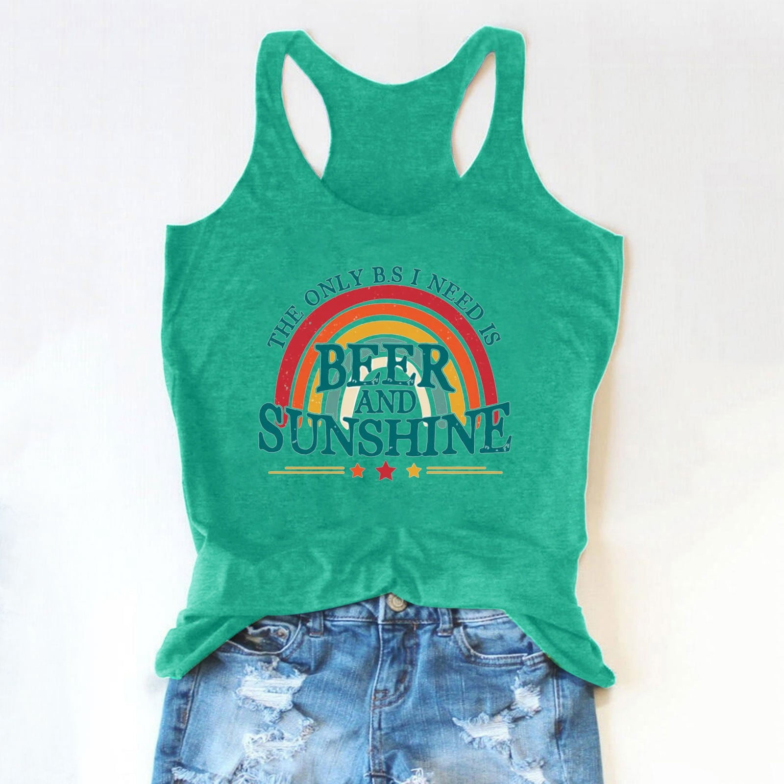 Camisoles for Women for Under Clothes Rainbow Letter Printed Scoop Neck ...