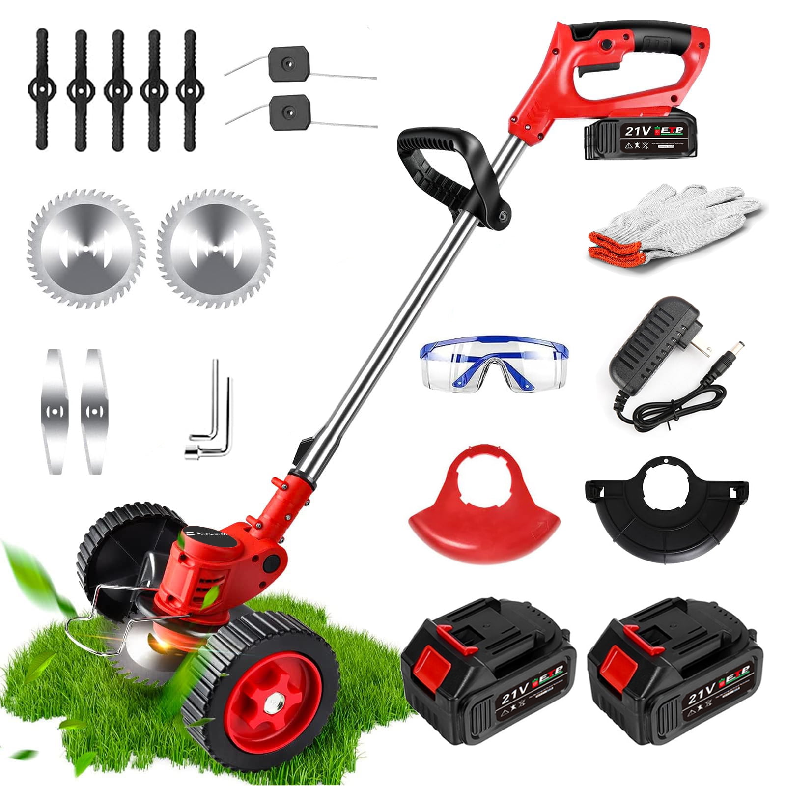 Cordless Weed Eater Grass Trimmer Battery Powered 24V, Electric Weed ...