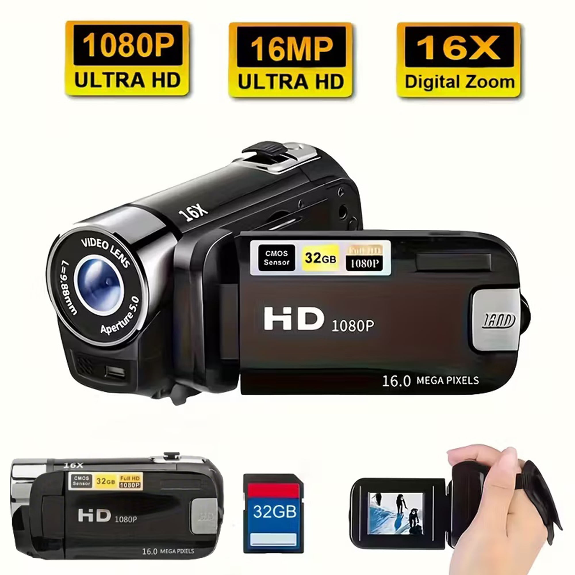 Camlekor Digital Camcorder, 1080P 16x Digital Zoom 2.7-inch Rotatable ...