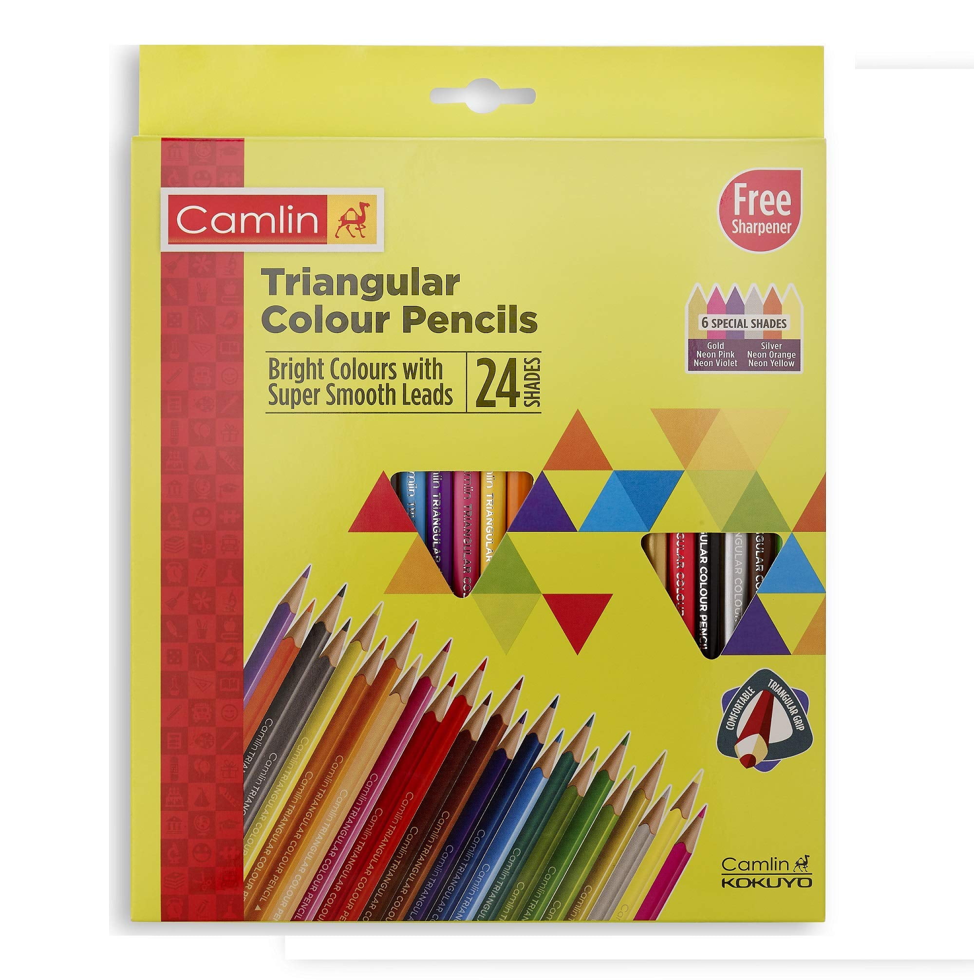 Camlin Triangular Colour Pencil Set With Sharpener - Pack Of 24 ...