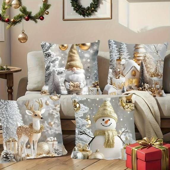 Camnix Christmas Pillow Covers 17.7x17.7 Inches Decorative Pillow Cases ...