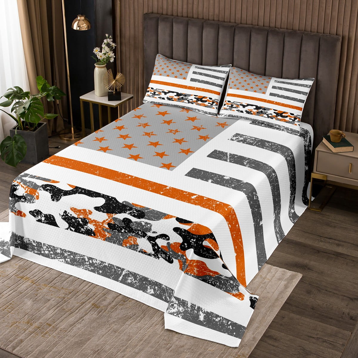 Camo American Flag Bedspread Set King for Boys Girls Camouflage ...